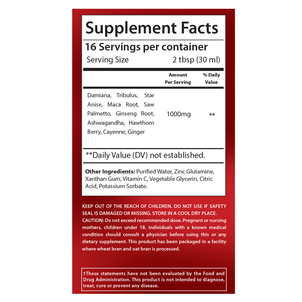 Male Tonic with Tribulus, Maca, Saw Palmetto and Ashwagandha (16oz ...